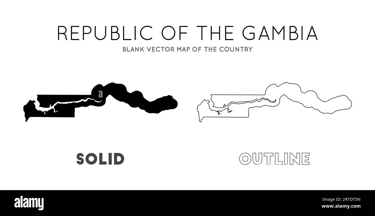 Gambia map. Blank vector map of the country. Borders of Gambia for your ...