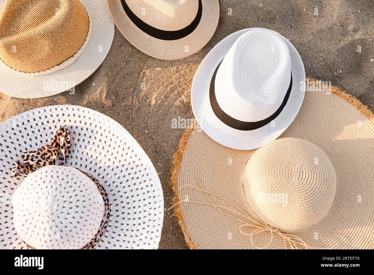Different stylish straw hats hi-res stock photography and images - Alamy