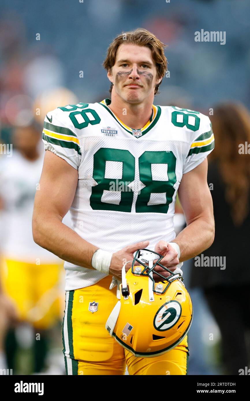 Green Bay Packers tight end Luke Musgrave (88) walks off the field ...
