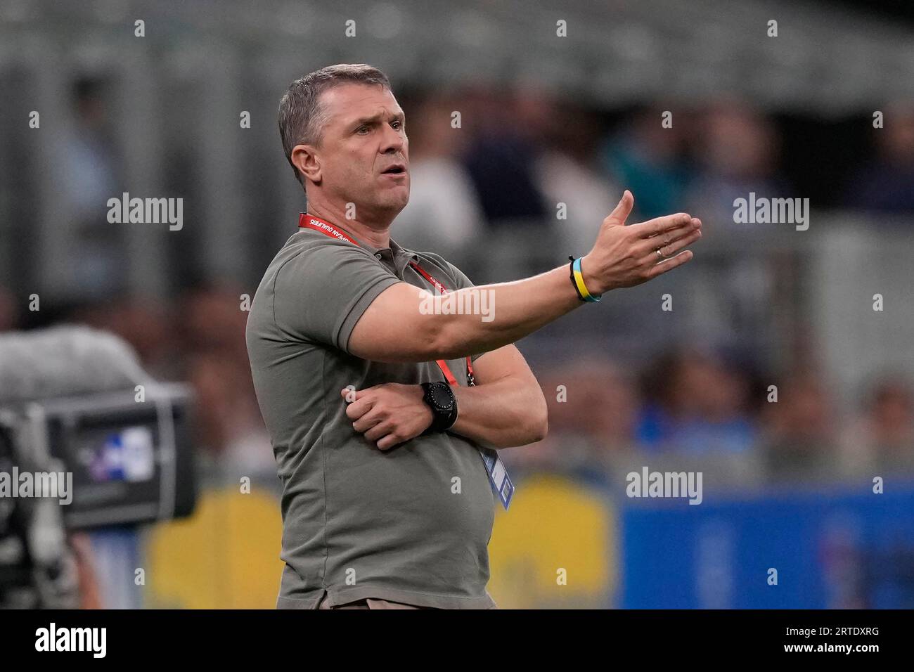 Ukraine coach Serhiy Rebrov reacts during the Euro 2024 group C ...