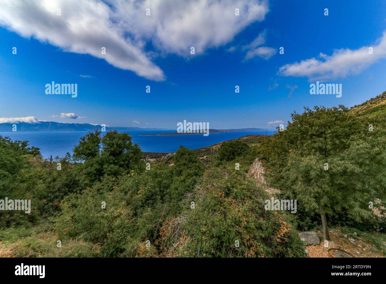 Panorama over the town of Drvenik in Croatia seen from the Gradina ...