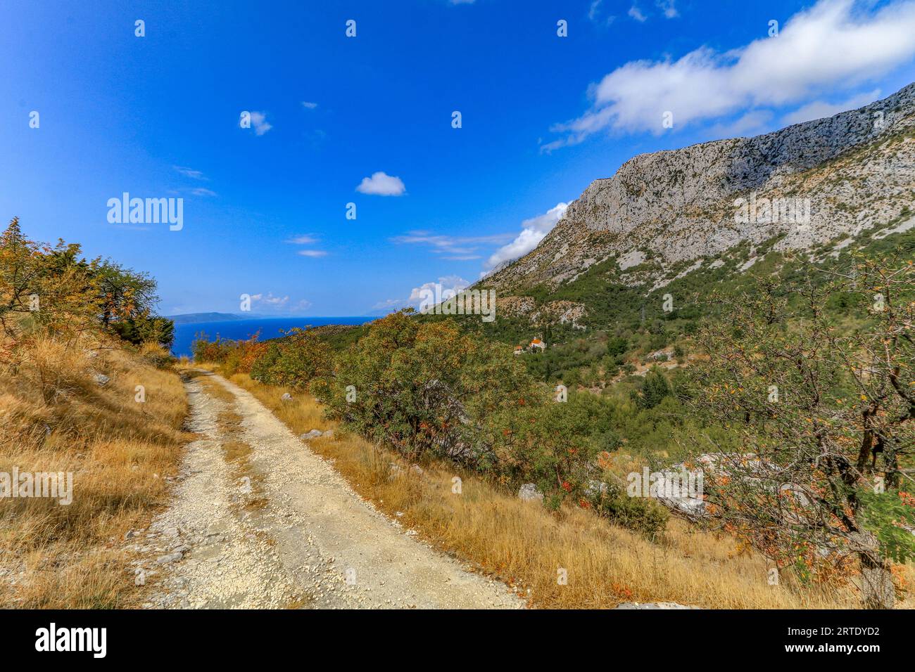 Hiking in the BIokovo mountains in Croatia with a view of the Adriatic ...