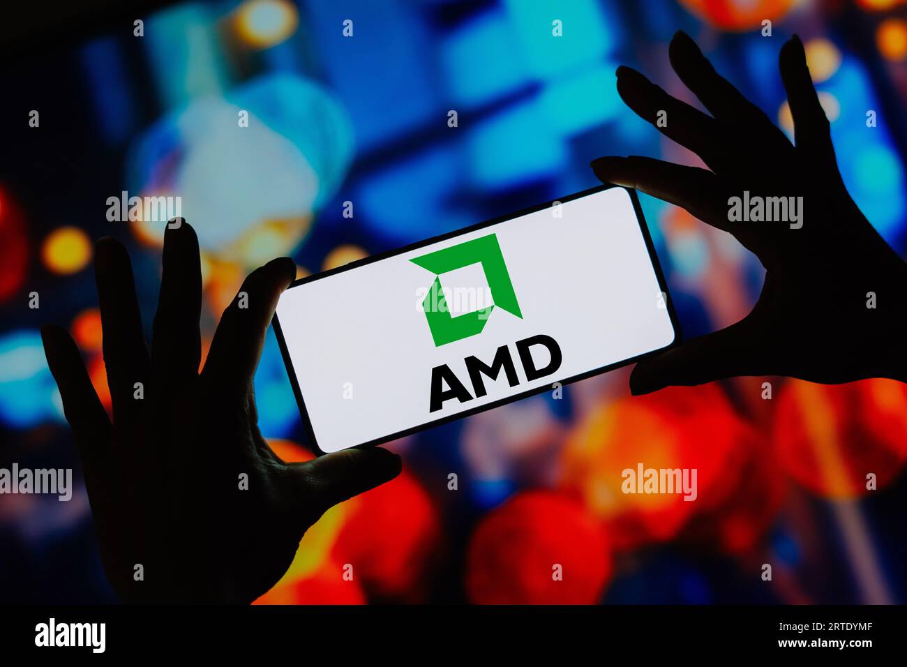 In this photo illustration, the Advanced Micro Devices (AMD) logo is displayed on a smartphone ...