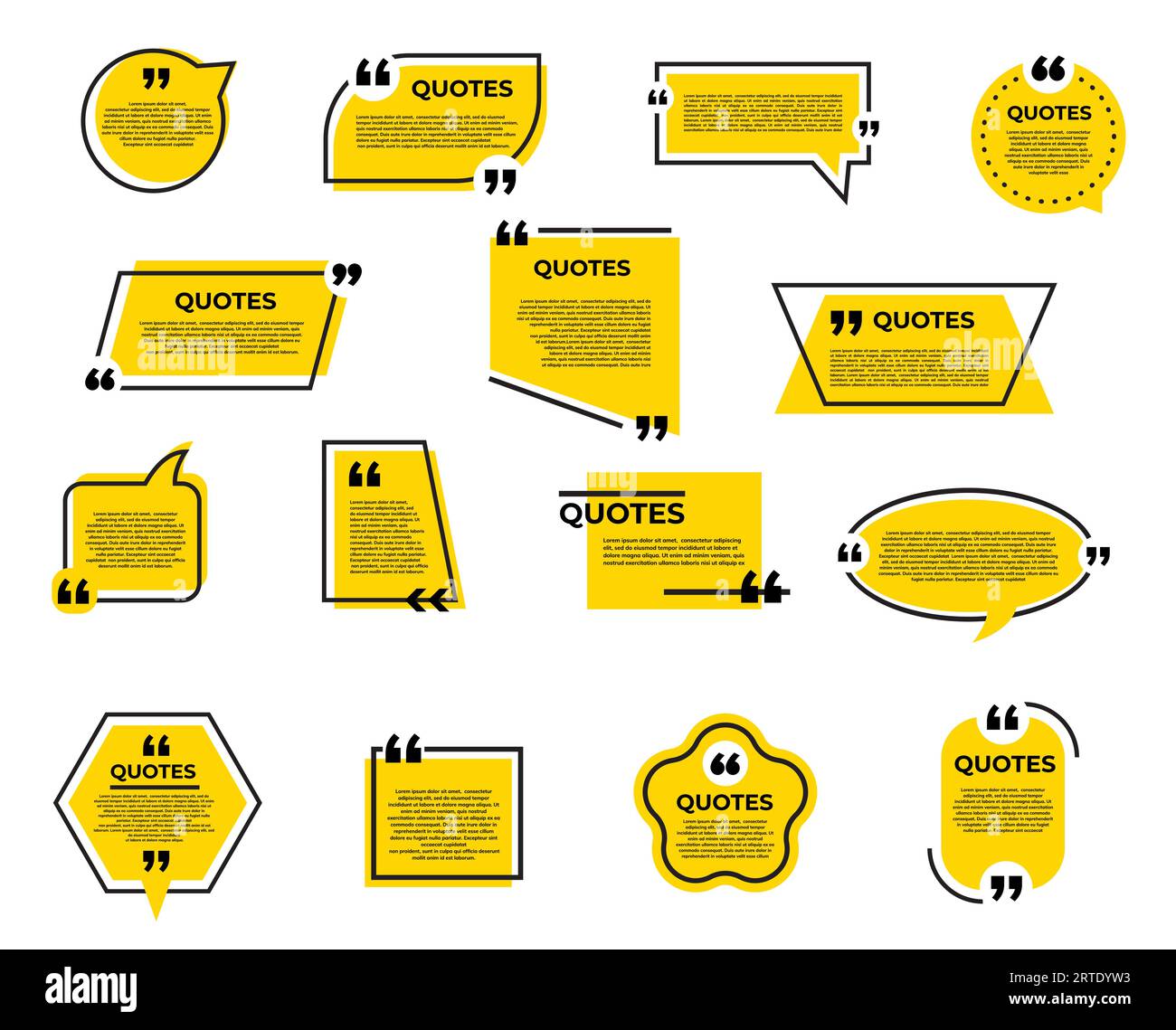 Quote bubble and box, chat message, comment and note quote vector icons ...