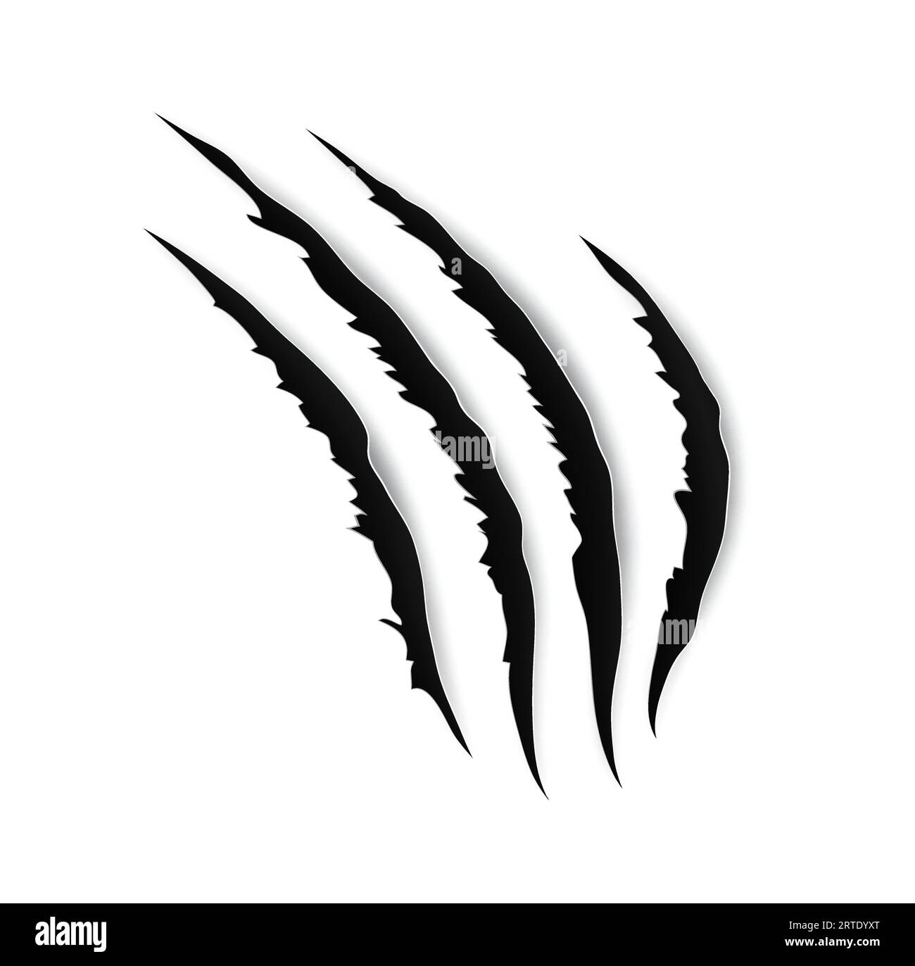 Long claw mark scratches, animal paw torn slashes and traces vector ...