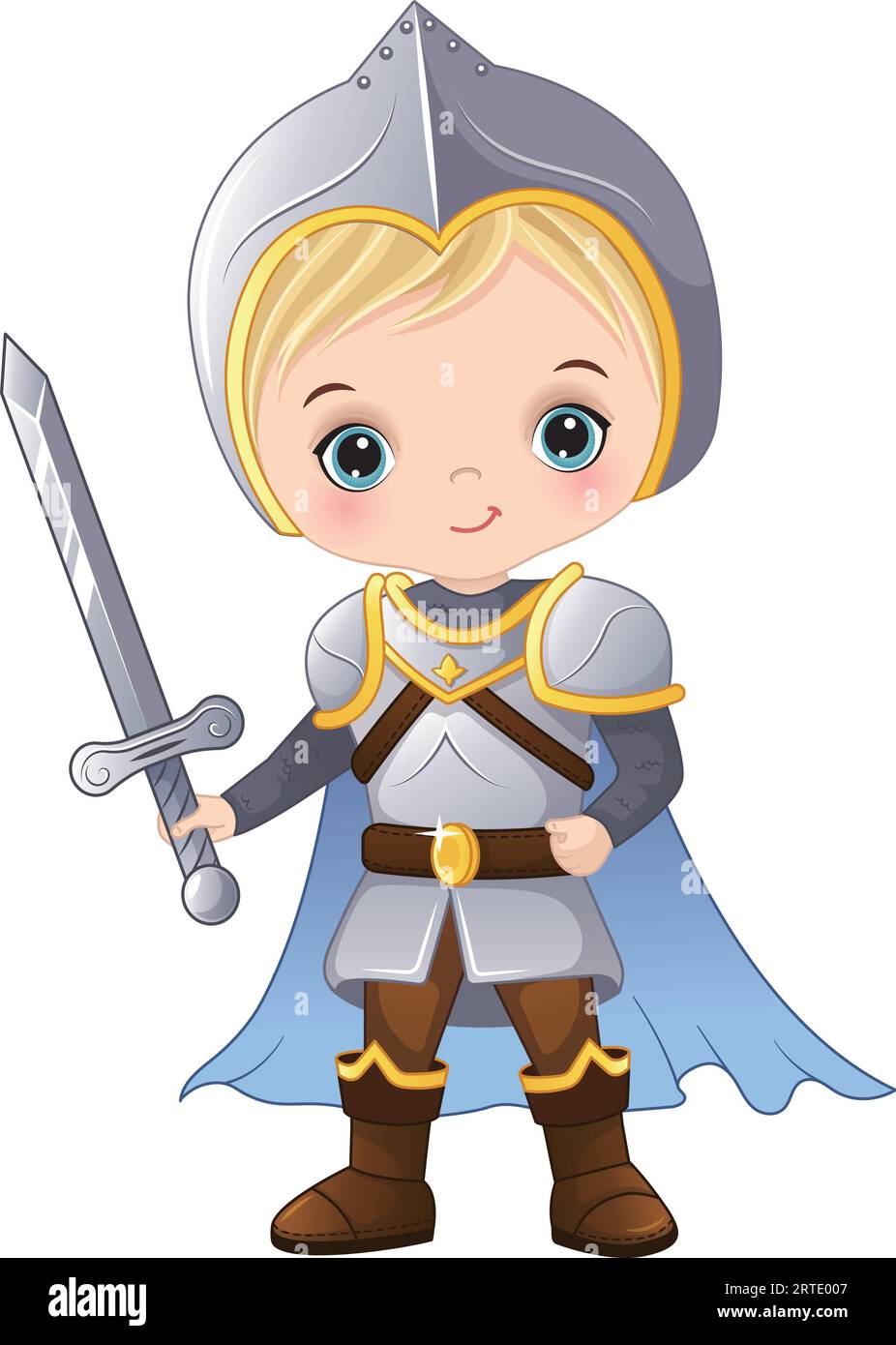 Vector Cartoon Cute Little Knight with Sword Stock Vector Image & Art ...