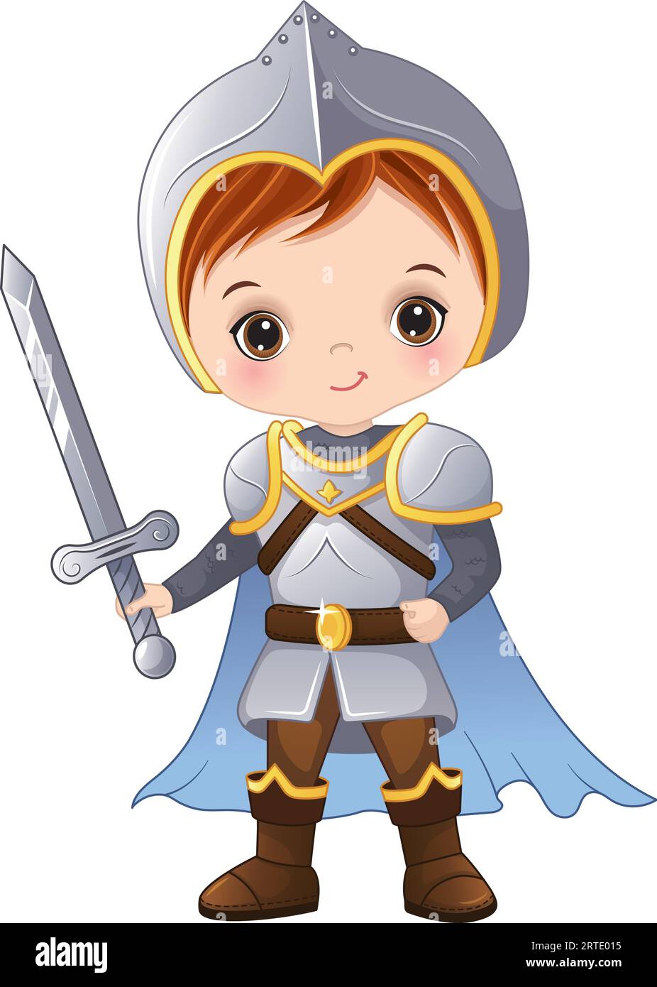 Vector Cartoon Cute Little Knight with Sword Stock Vector Image & Art ...