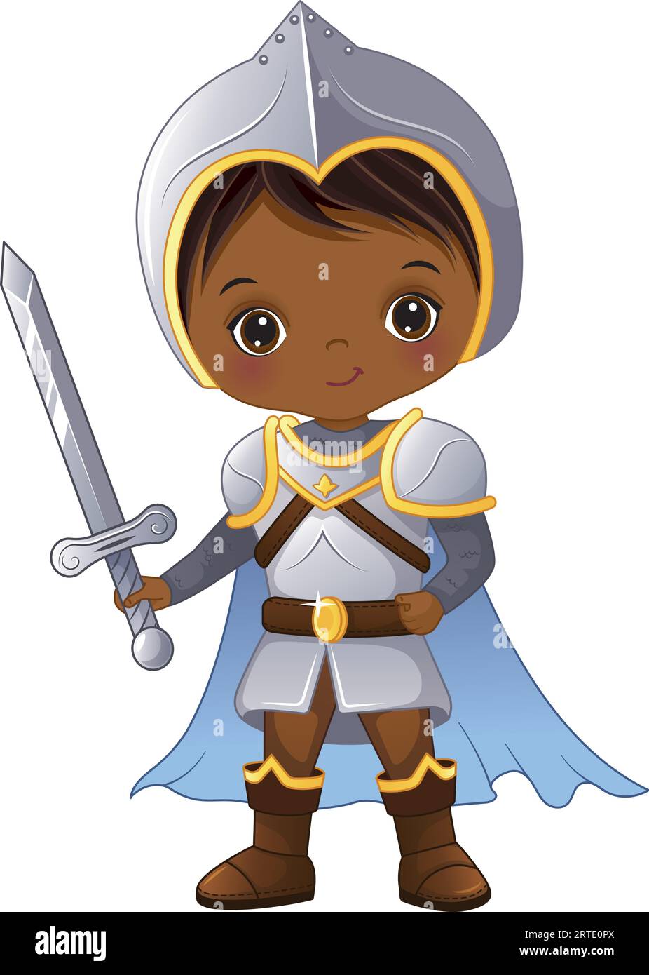 Vector Cute Little Boy in Knight Outfit with Sword Stock Vector Image ...