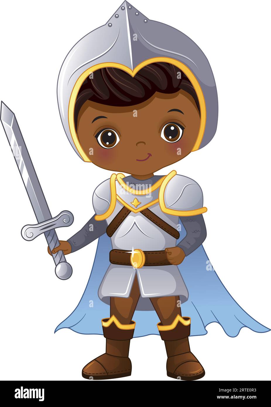 Vector Cute Little Boy in Knight Outfit with Sword Stock Vector Image ...