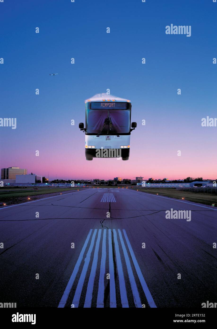 Bus Landing on Airplane Runway Stock Photo - Alamy