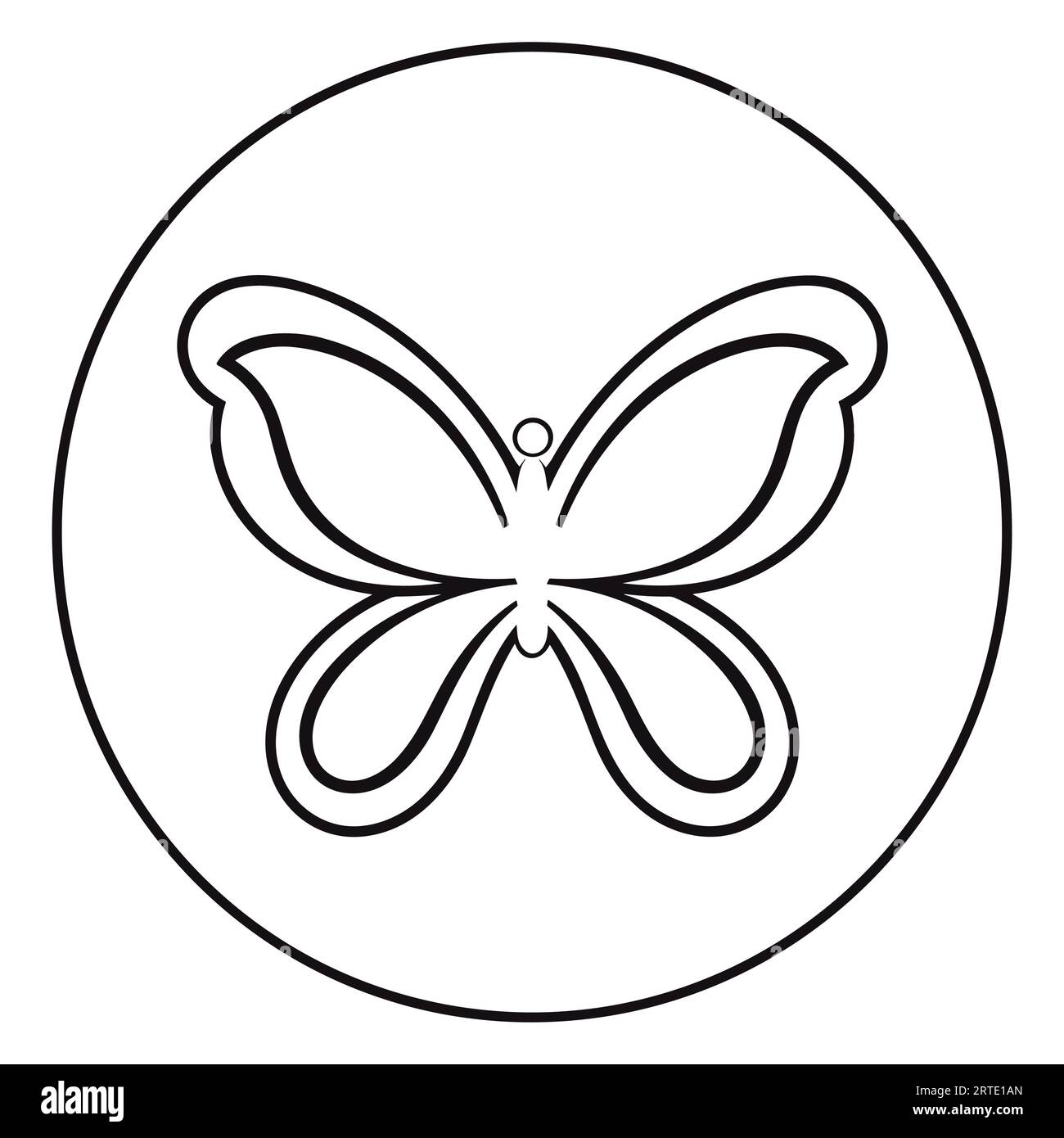 Line butterfly icon button isolated white background Stock Vector Image ...