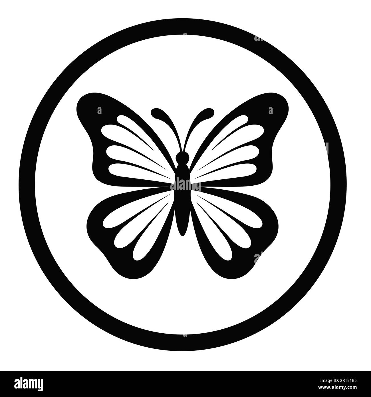 Line butterfly icon button isolated white background Stock Vector Image ...
