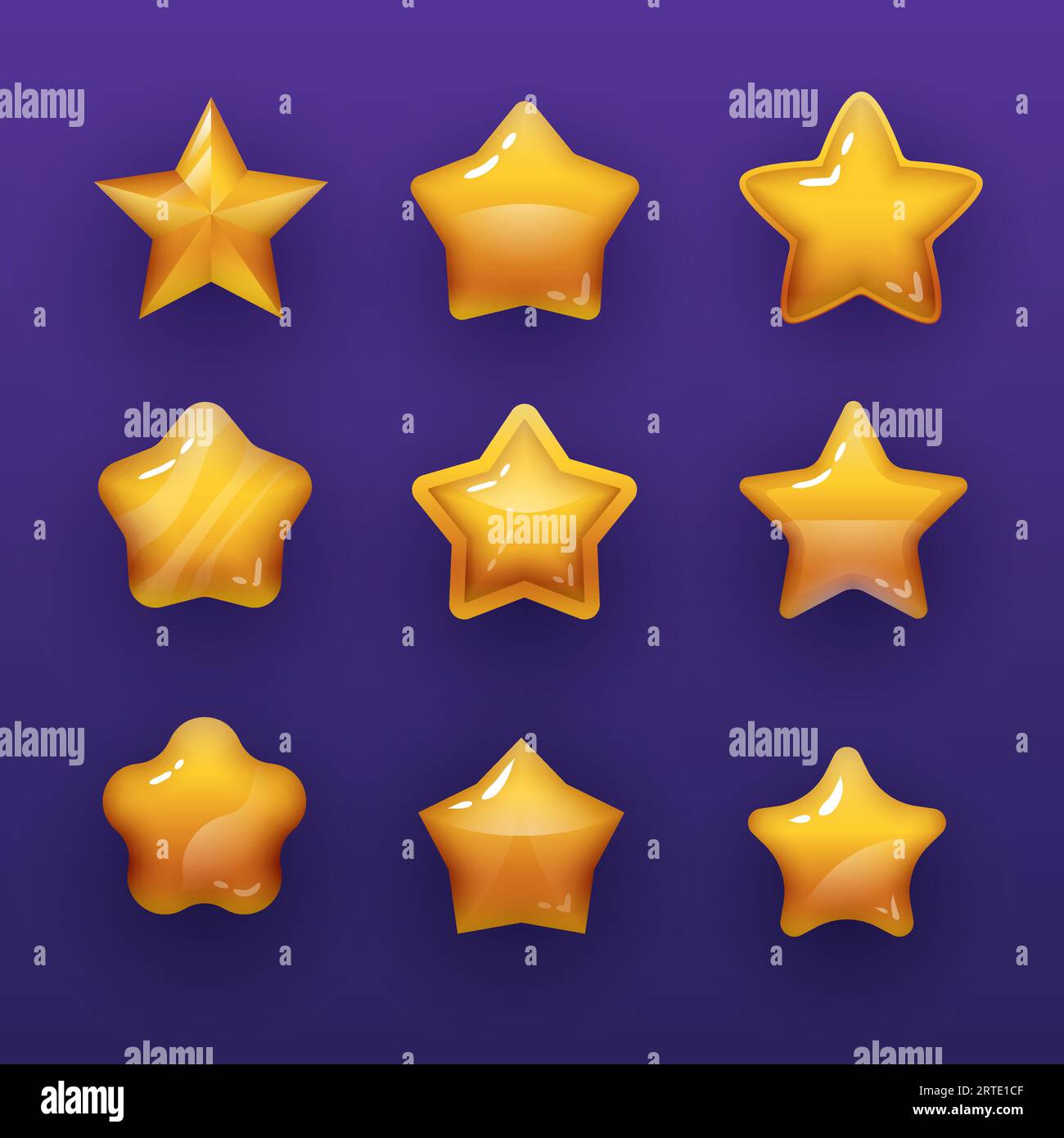 Cartoon rating stars vector icons or ui design elements, yellow golden ...