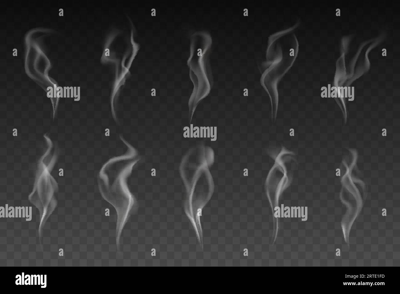 Smoke or steam isolated vector set. White smogs of cigarette, vapor ...