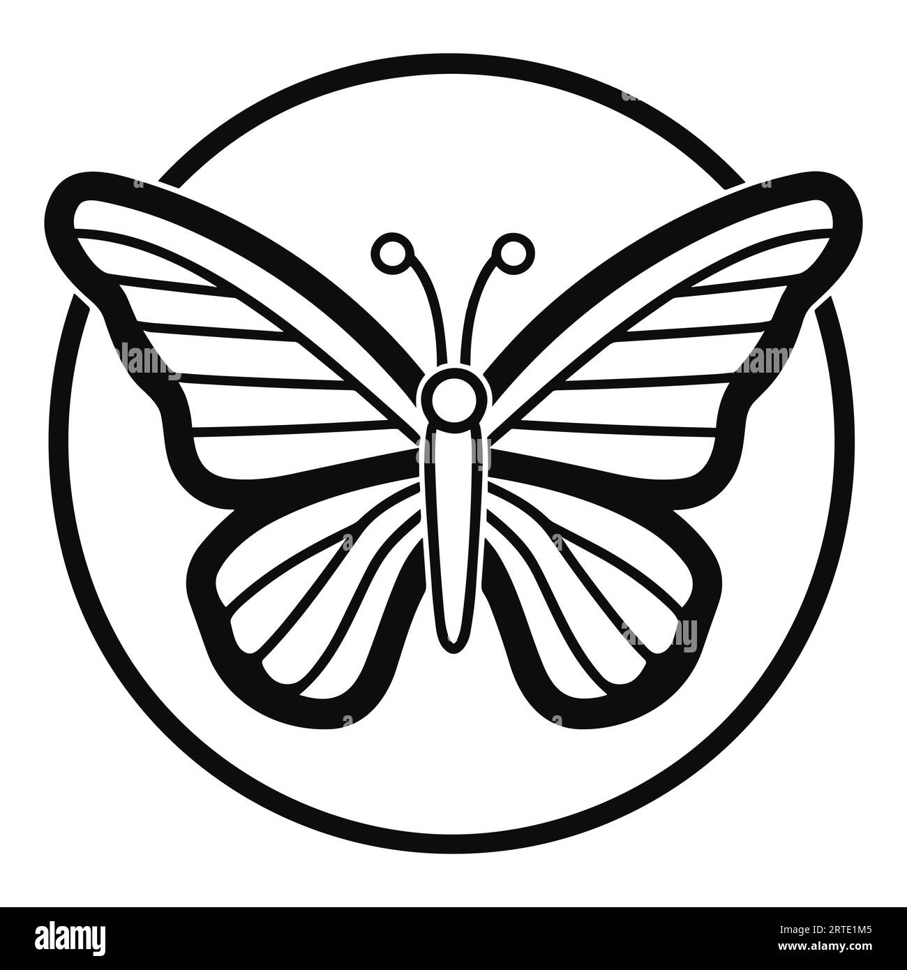 Line butterfly icon button isolated white background Stock Vector Image ...