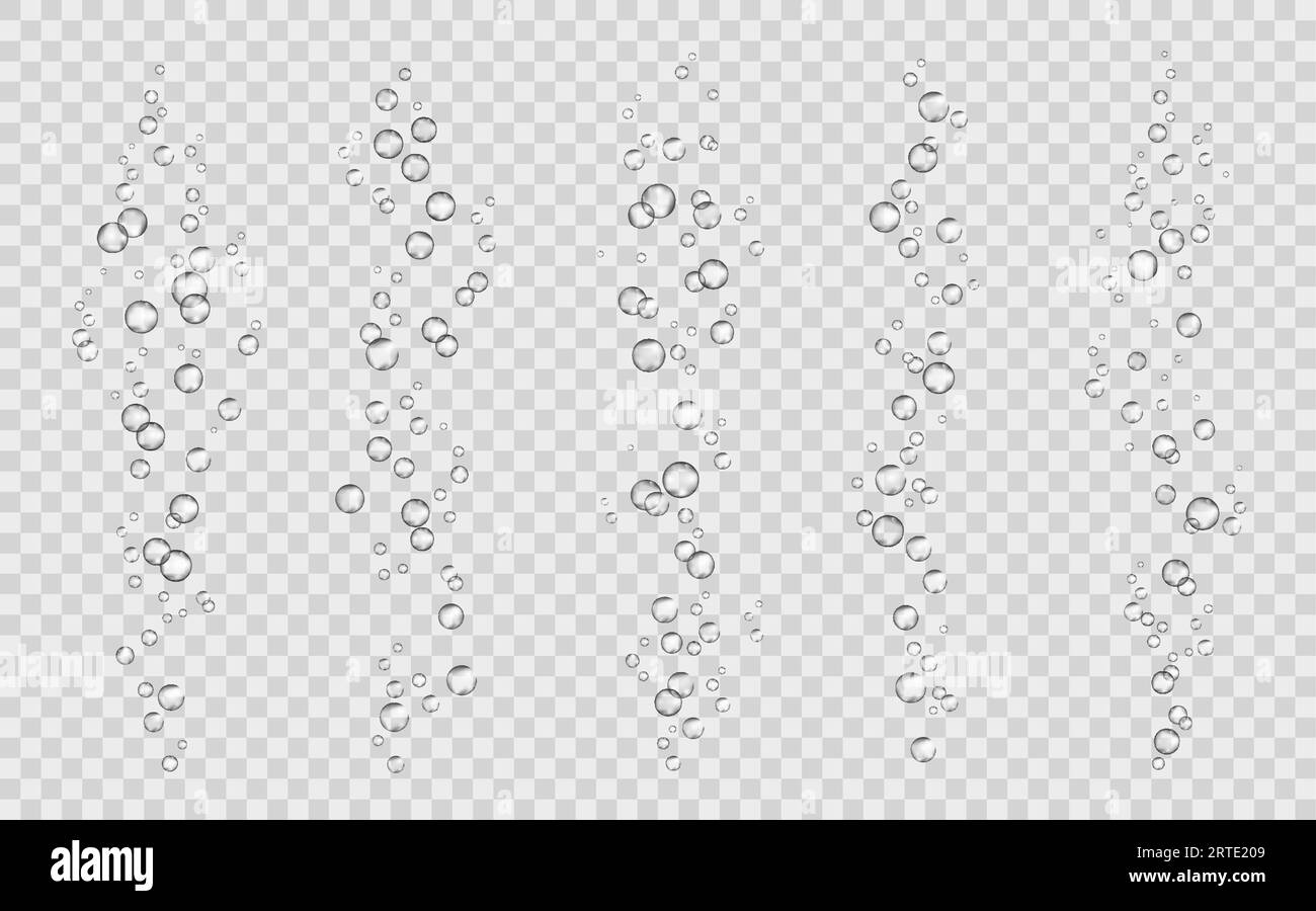 Soda bubbles, water or oxygen air fizz, vector dynamic aqua effervescent, rising up underwater ...