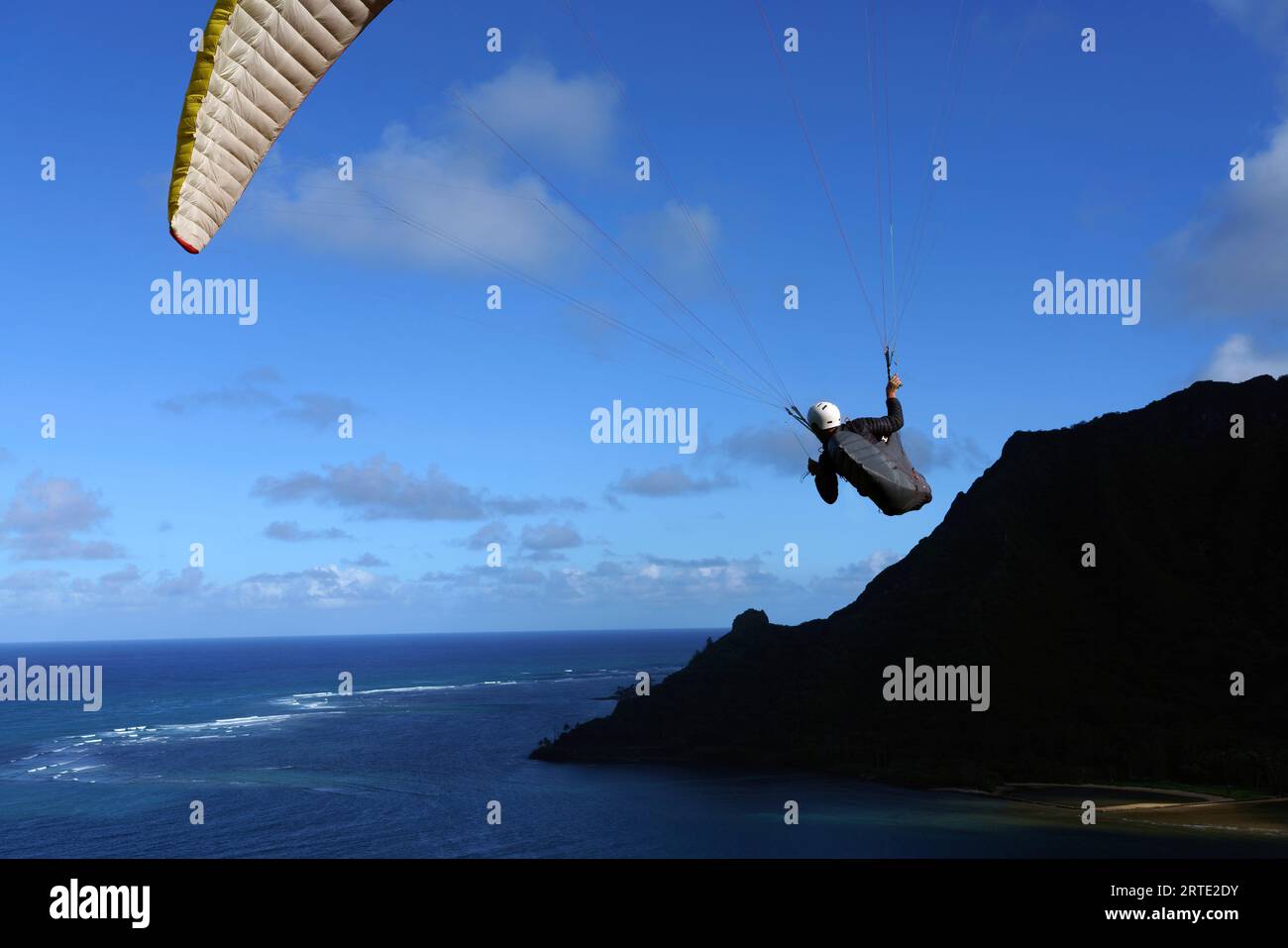 Person paragliding over beach hi-res stock photography and images - Alamy