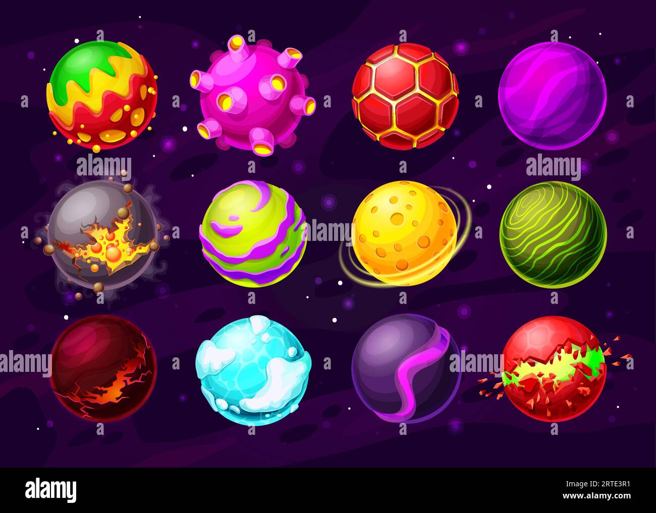 Space game fantasy planets with cartoon vector alien galaxy universe ...