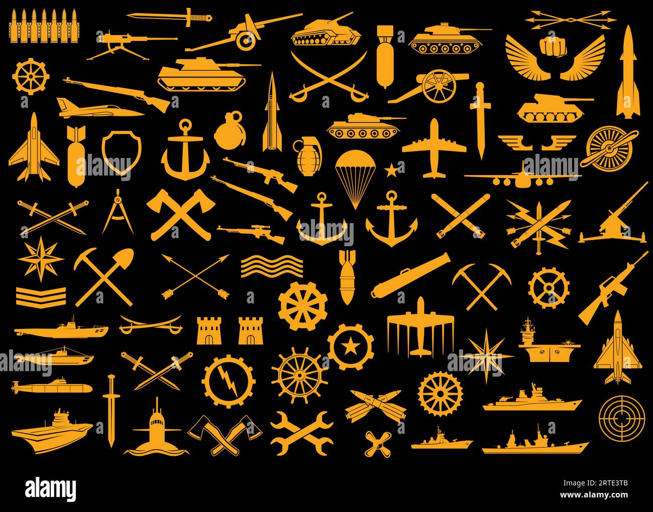 Army kind of troops heraldry, badges or patches. Vector bandolier ...