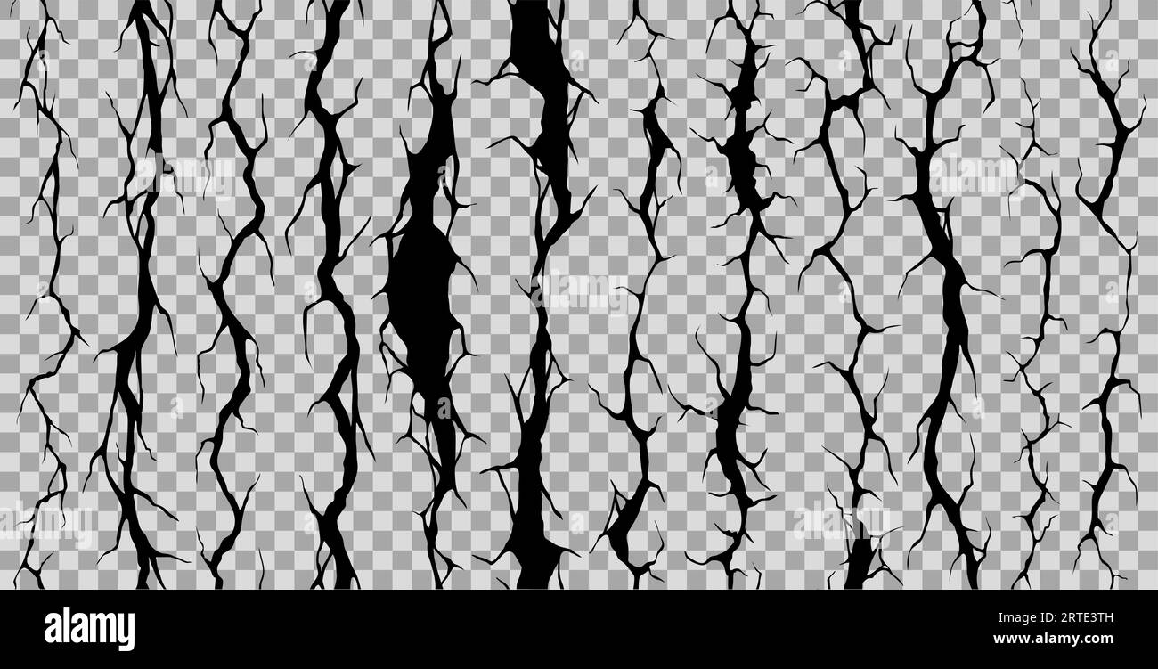Seamless broken wall crack, cleft and crackles. Vector earthquake ...