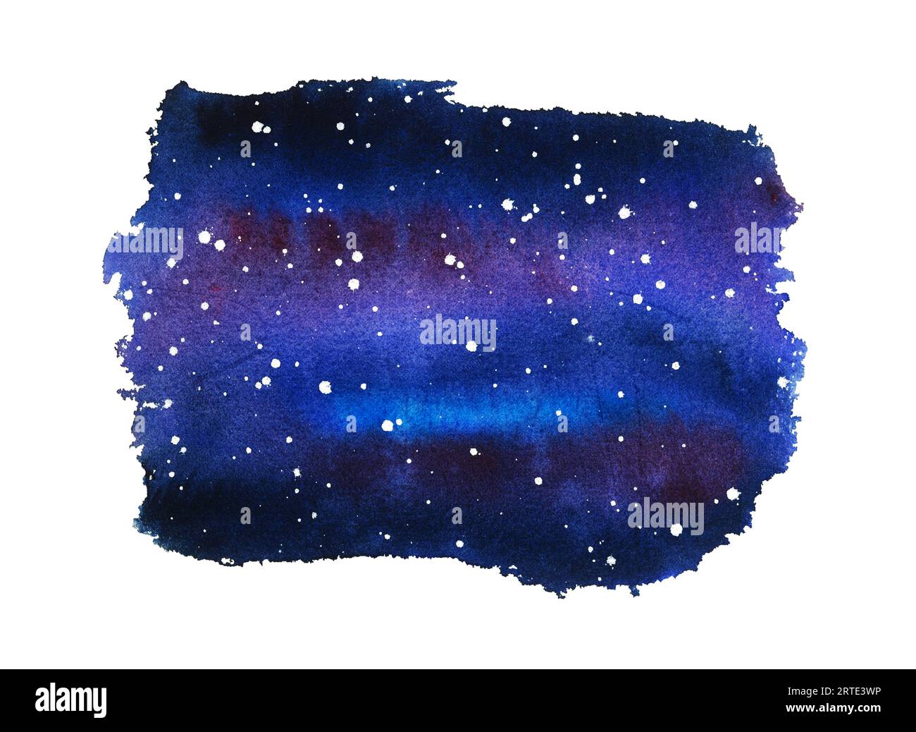 Watercolour night sky with stars isolated on white. Blue indigo color ...