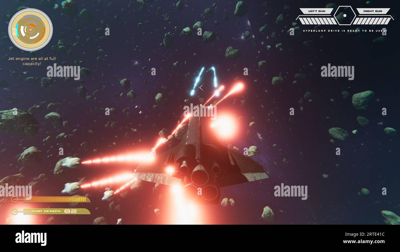 Science fiction singleplayer game with spaceship shooting laser bullets ...