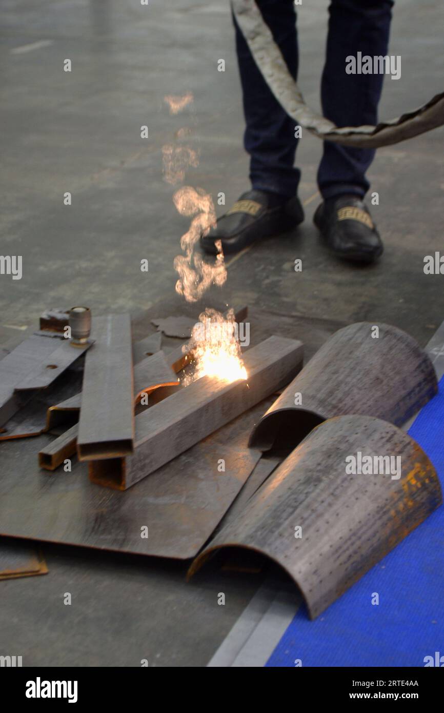 Laser cleaning of metal. Industrial removal of rust of metal surface ...