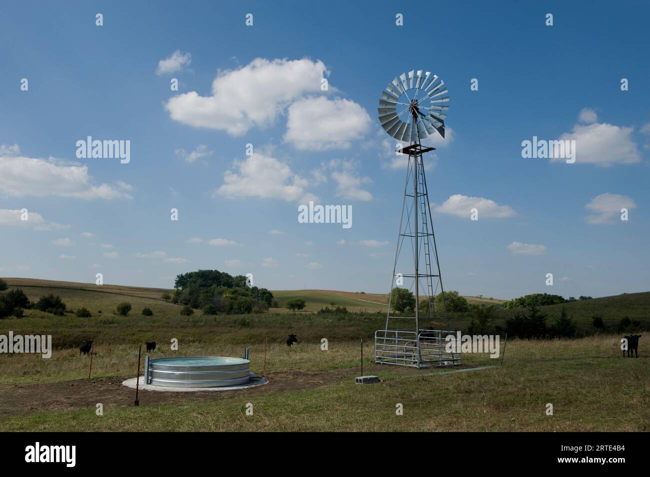 Windmill and tank system for watering cattle; Valparaiso, Nebraska ...