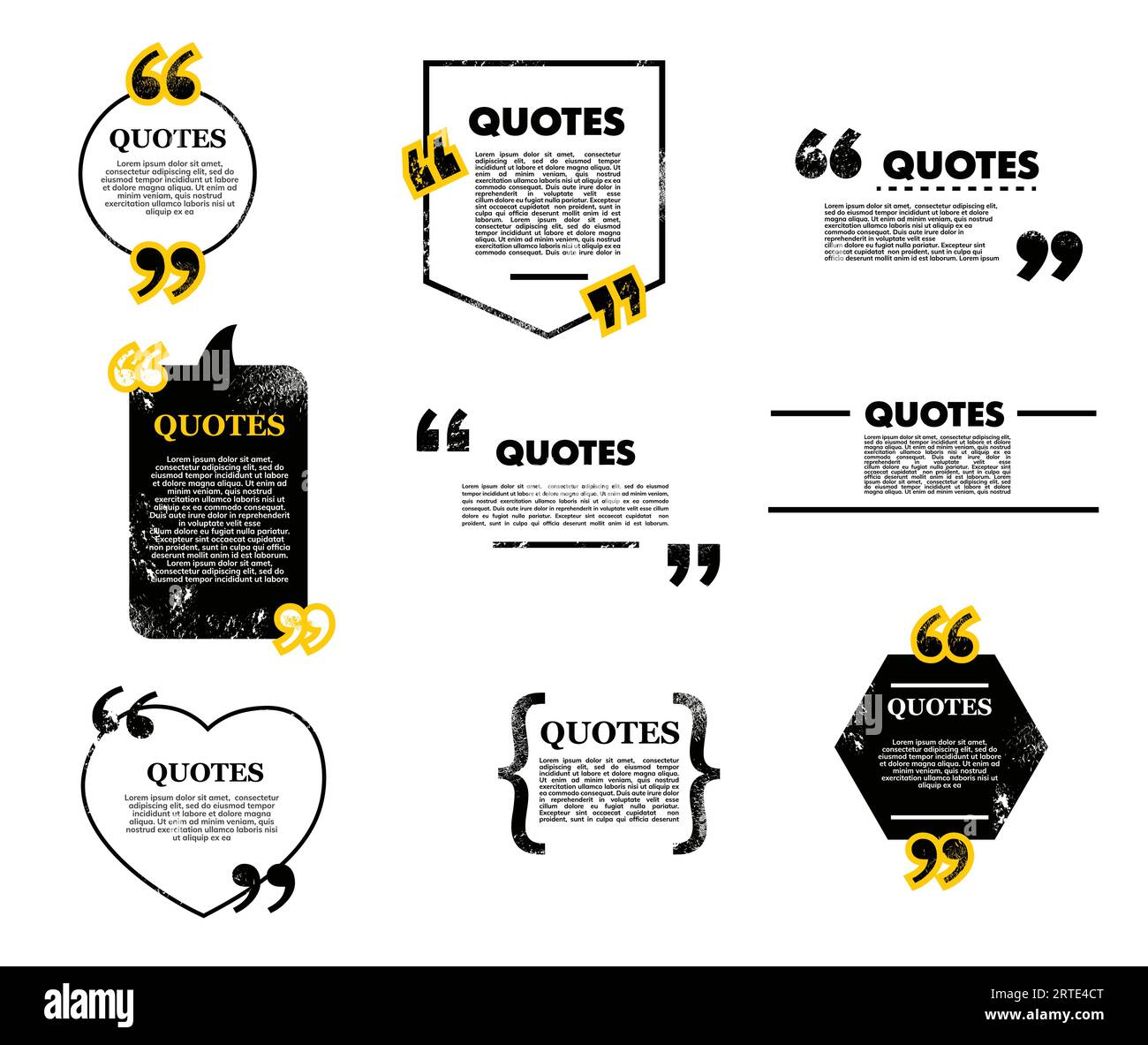 Quote bubble and box, chat message, comment and note quote icons ...