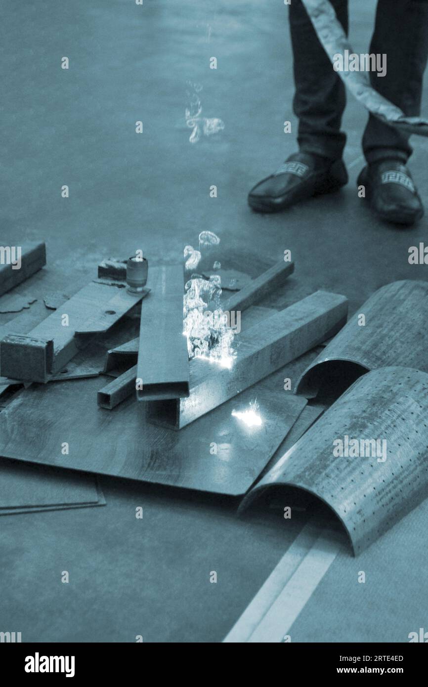 Laser cleaning of metal. Industrial removal of rust of metal surface ...