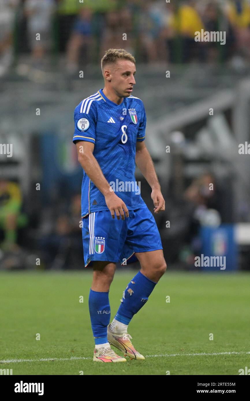 Milan, Italy. 12/09/2023, Davide Frattesi of Italy during the UEFA EURO ...