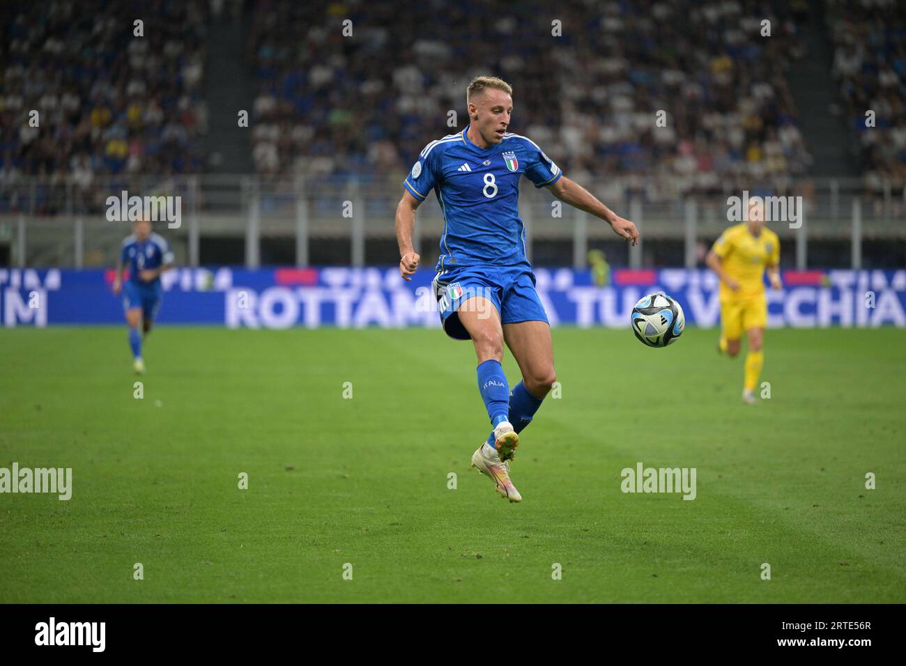 Milan, Italy. 12/09/2023, Davide Frattesi of Italy during the UEFA EURO ...