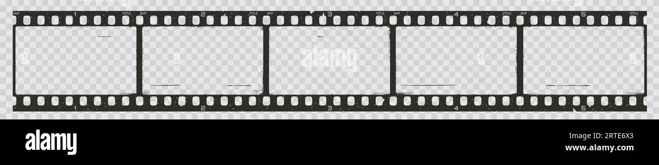 Old grunge movie film long strip, vintage filmstrip roll frame, vector ...