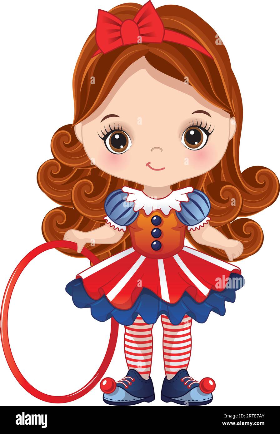 Vector Cute Cartoon Circus Girl Holding Hoop Stock Vector Image & Art ...