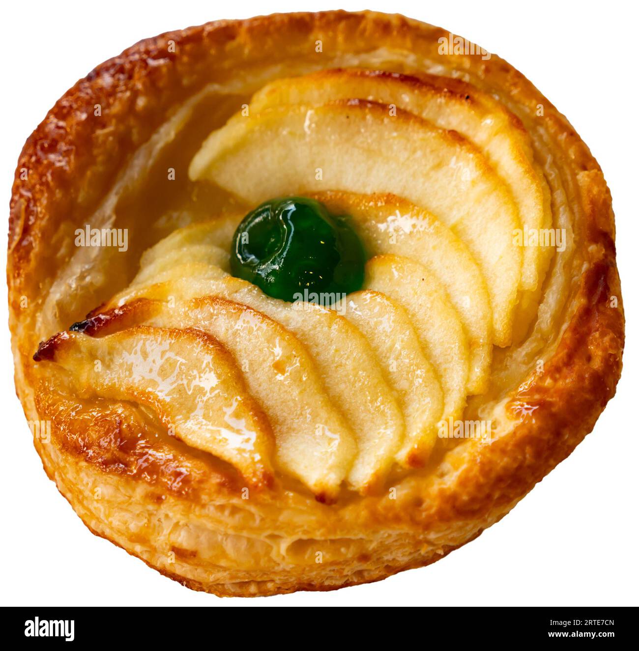 Apple pie made of puff pastry with slices of apples,decorated with ...