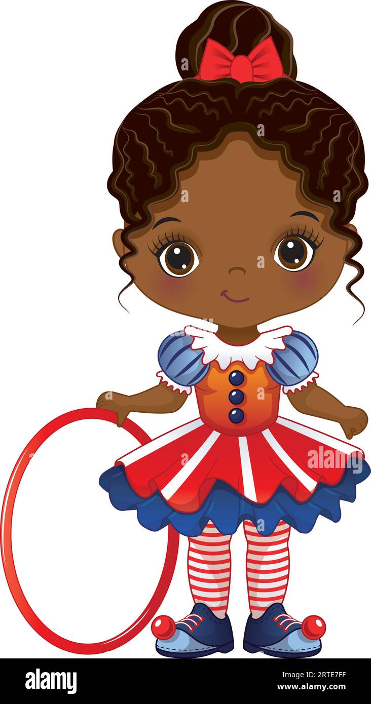 Vector Cartoon Circus Black Girl Holding Hoop Stock Vector Image & Art ...