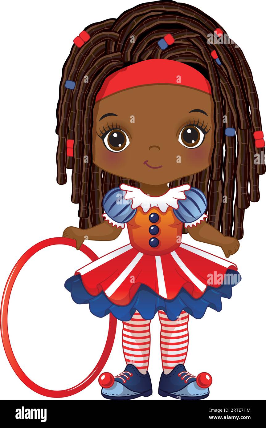 Vector Cartoon Circus Black Girl Holding Hoop Stock Vector Image & Art ...