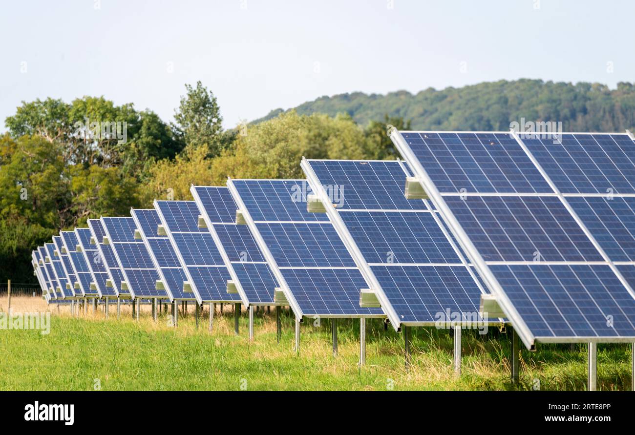 Solar energy production,at a site in the countryside, during the ...