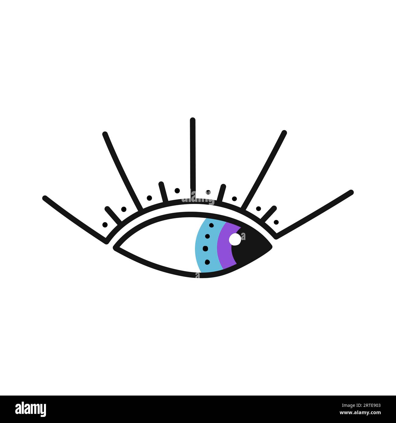 Mystical eye with lashes, witchcraft occult talisman hand drawn doodle ...