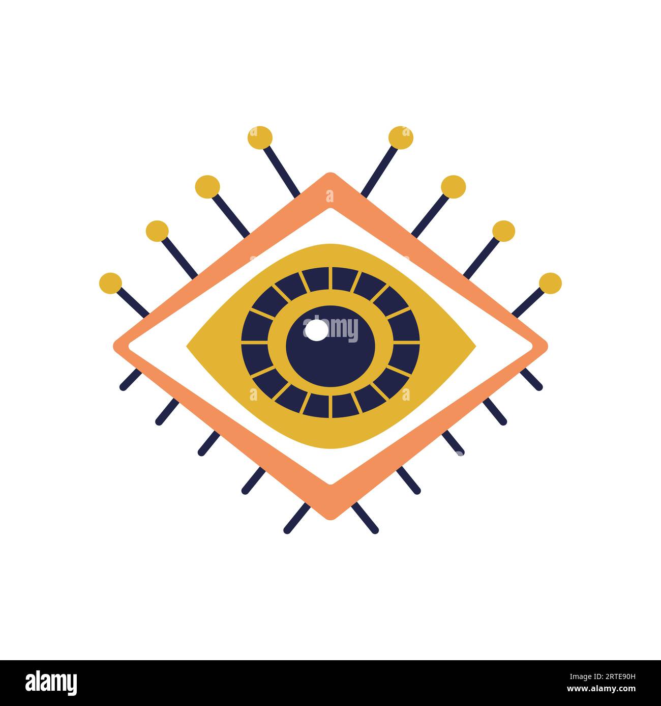 Magic eye with pins isolated boho style amulet in doodle design. Vector ...