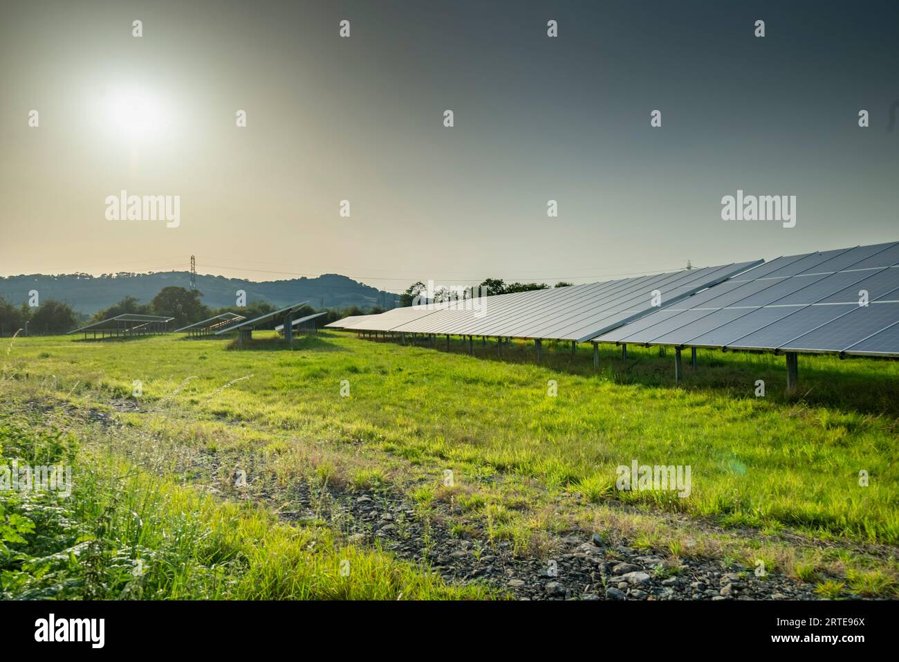 Solar energy production,at a site in the countryside, during the ...