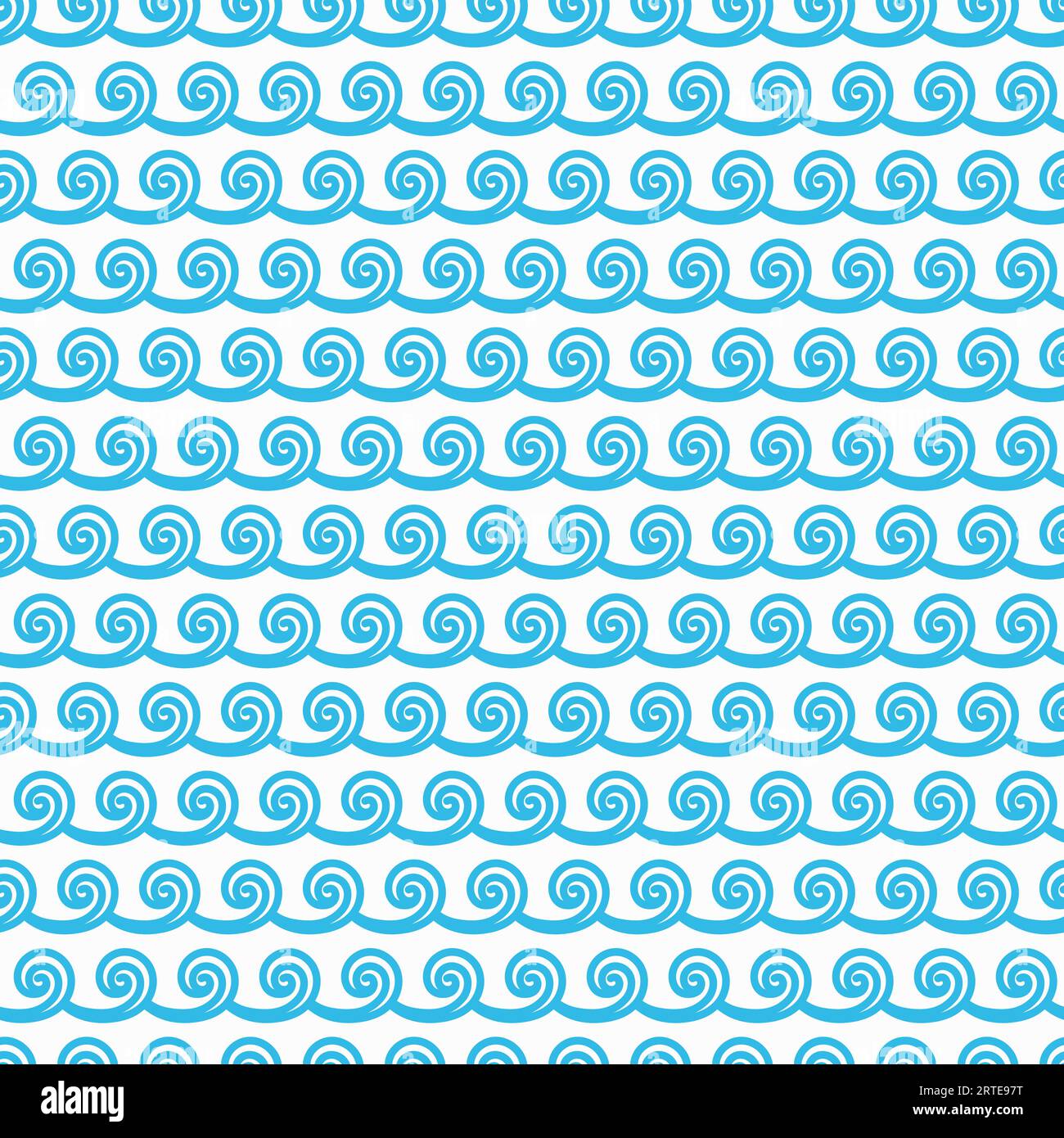 Waves pattern, sea or ocean curly blue wavy seamless vector background ...