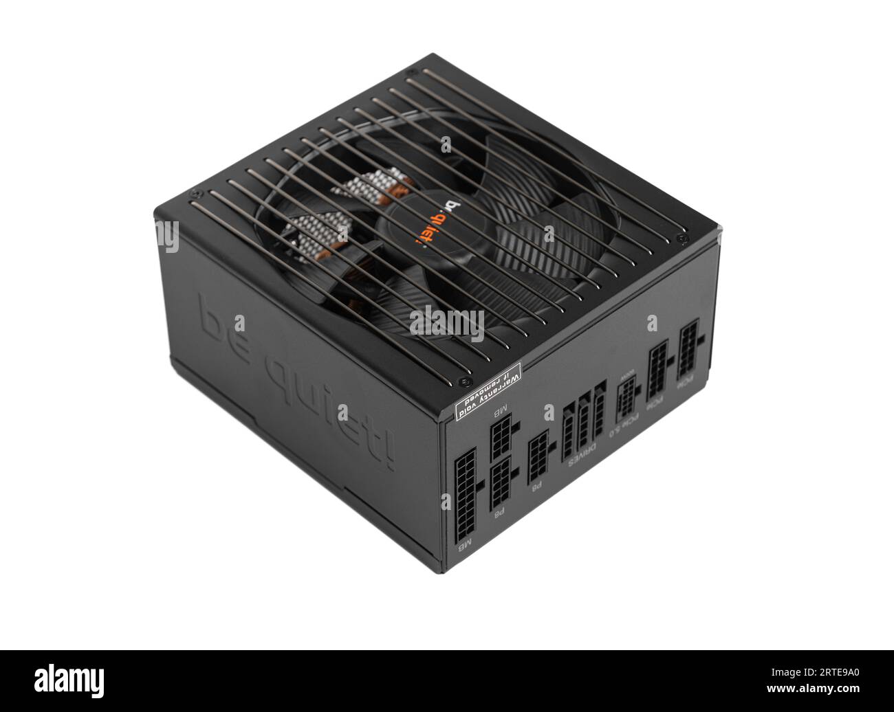 Be Quiet 1000 watt power supply on a white background. Studio photo ...