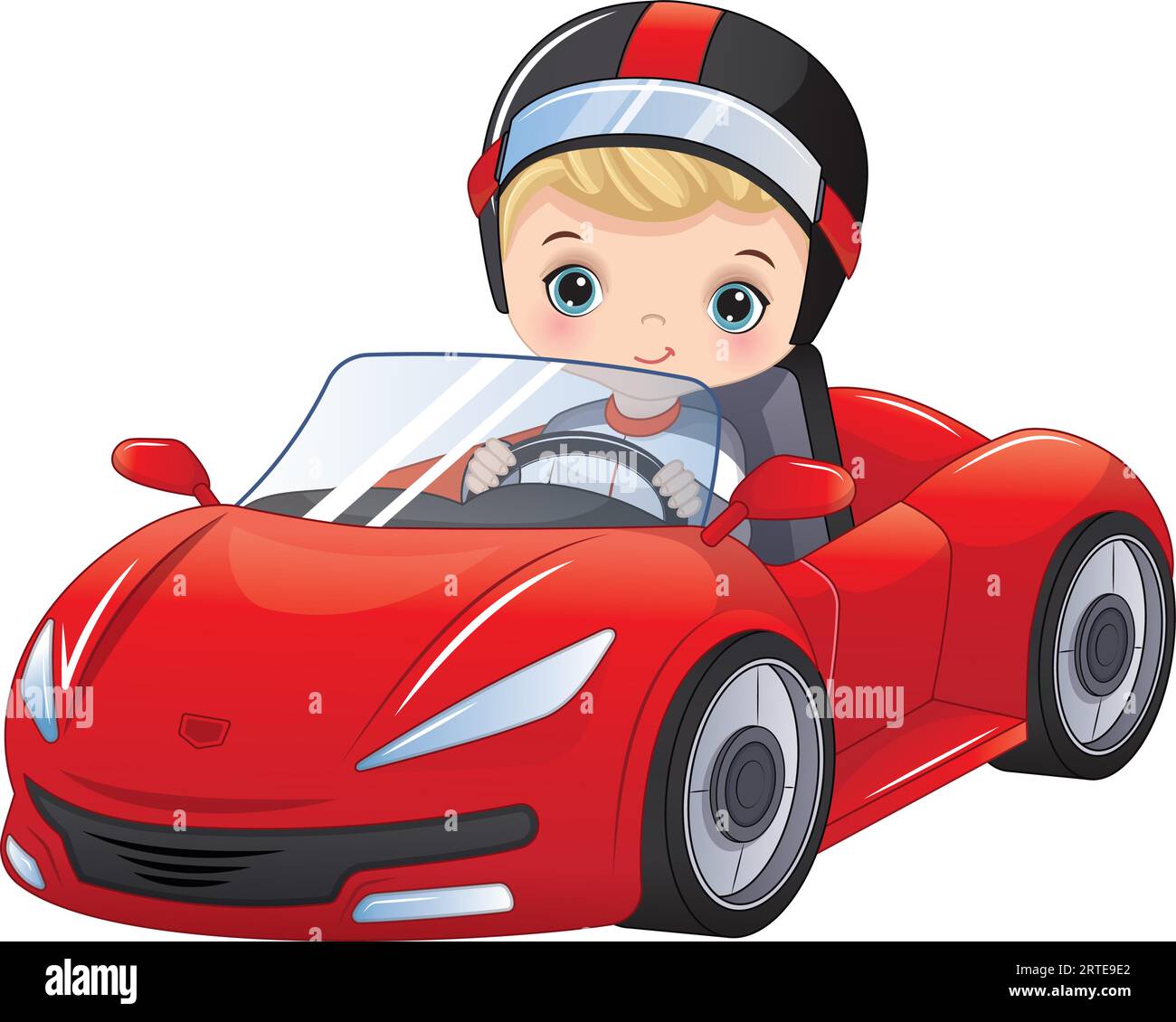 Vector Cute Little Boy Driving Racing Car Stock Vector Image & Art - Alamy