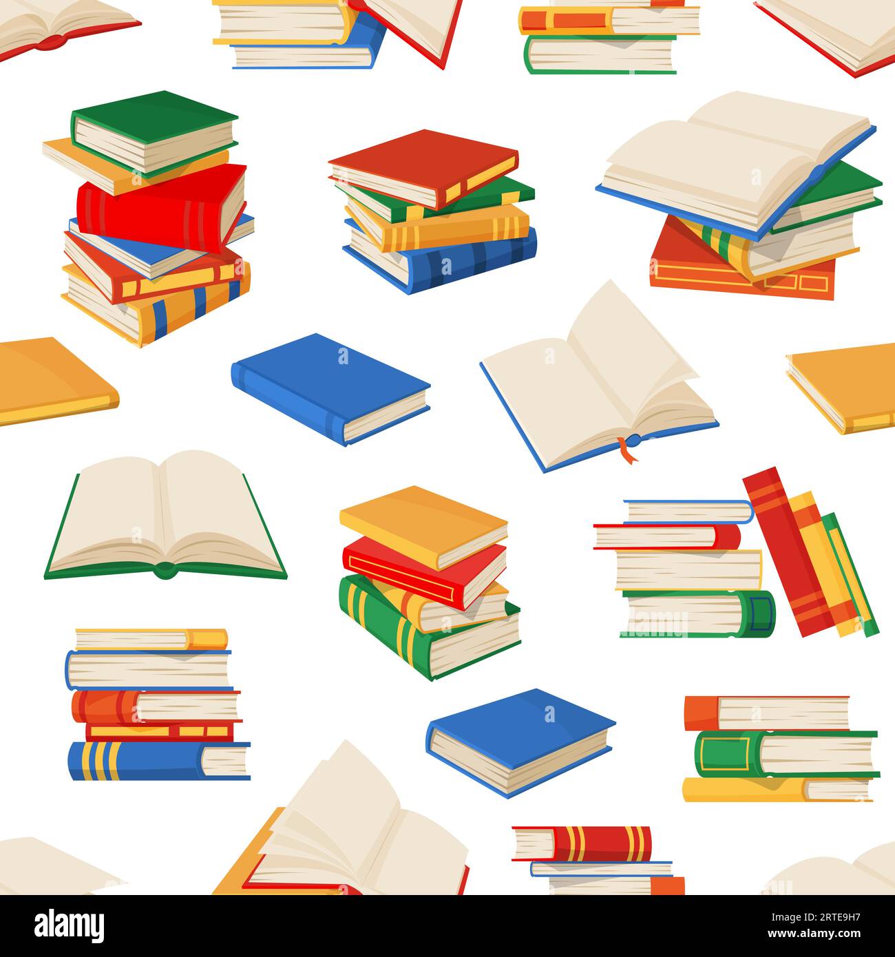 Book stacks. Books, textbooks, bestsellers seamless pattern. Library ...