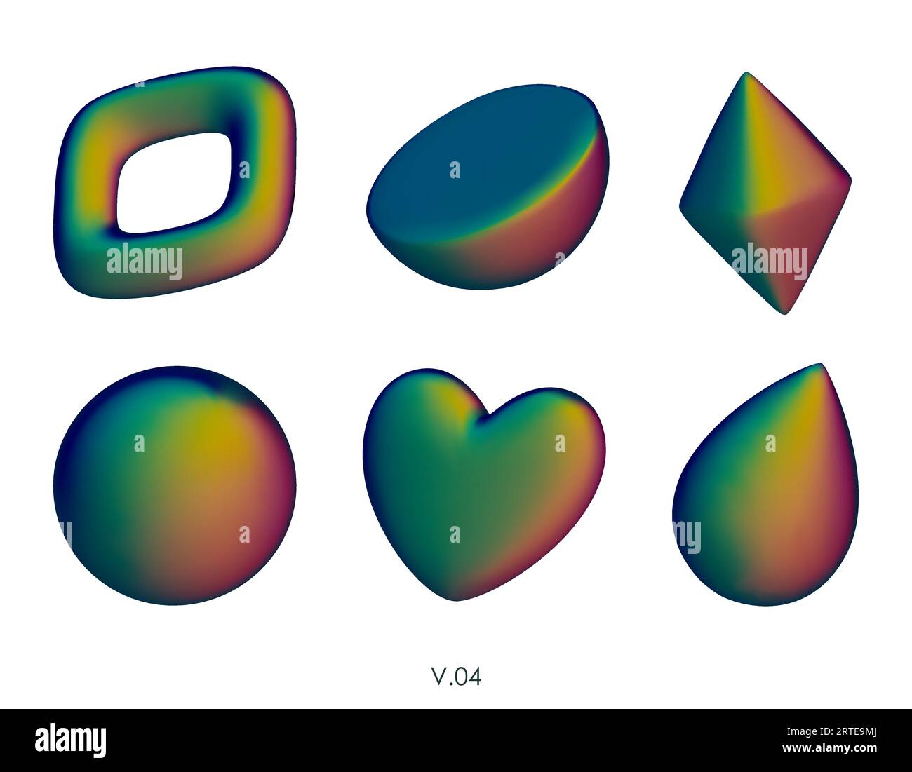 3D realistic render geometric figures. Matte green design elements ...