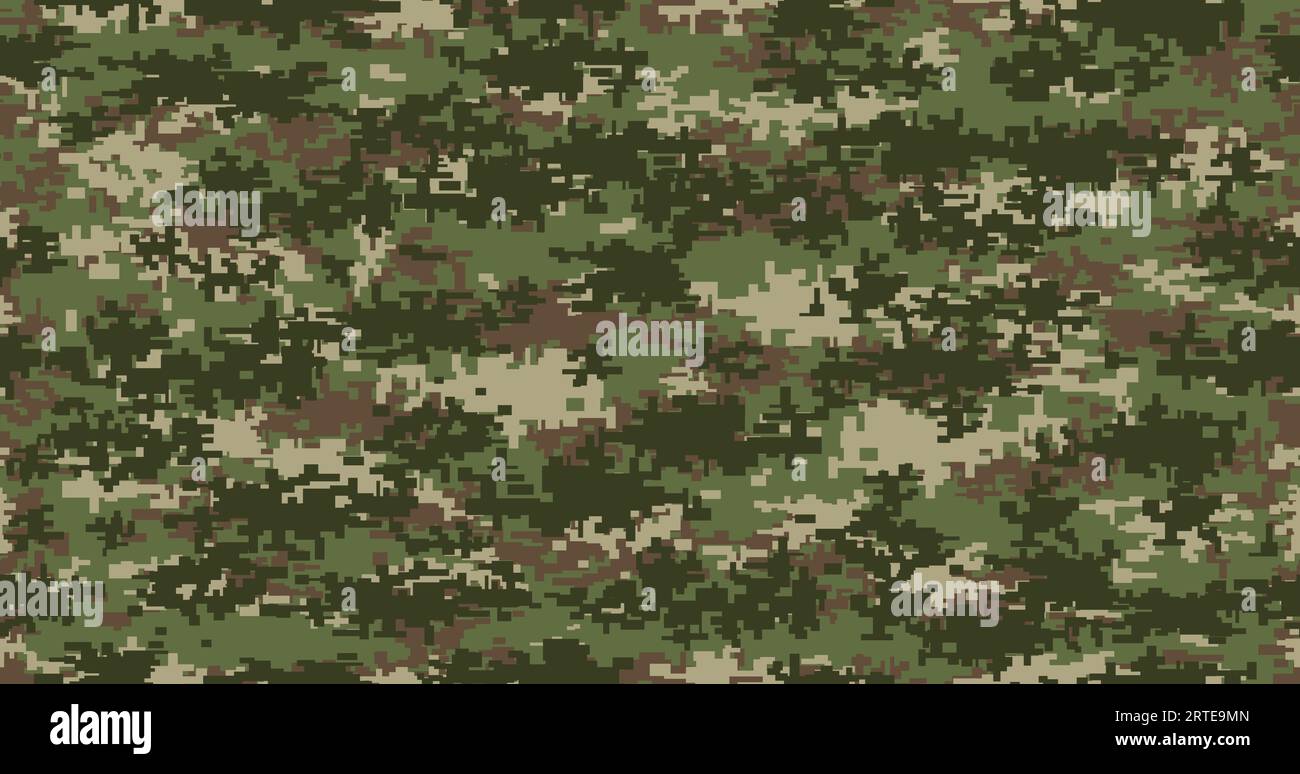 Pixel military camouflage seamless pattern. Vector background of army ...