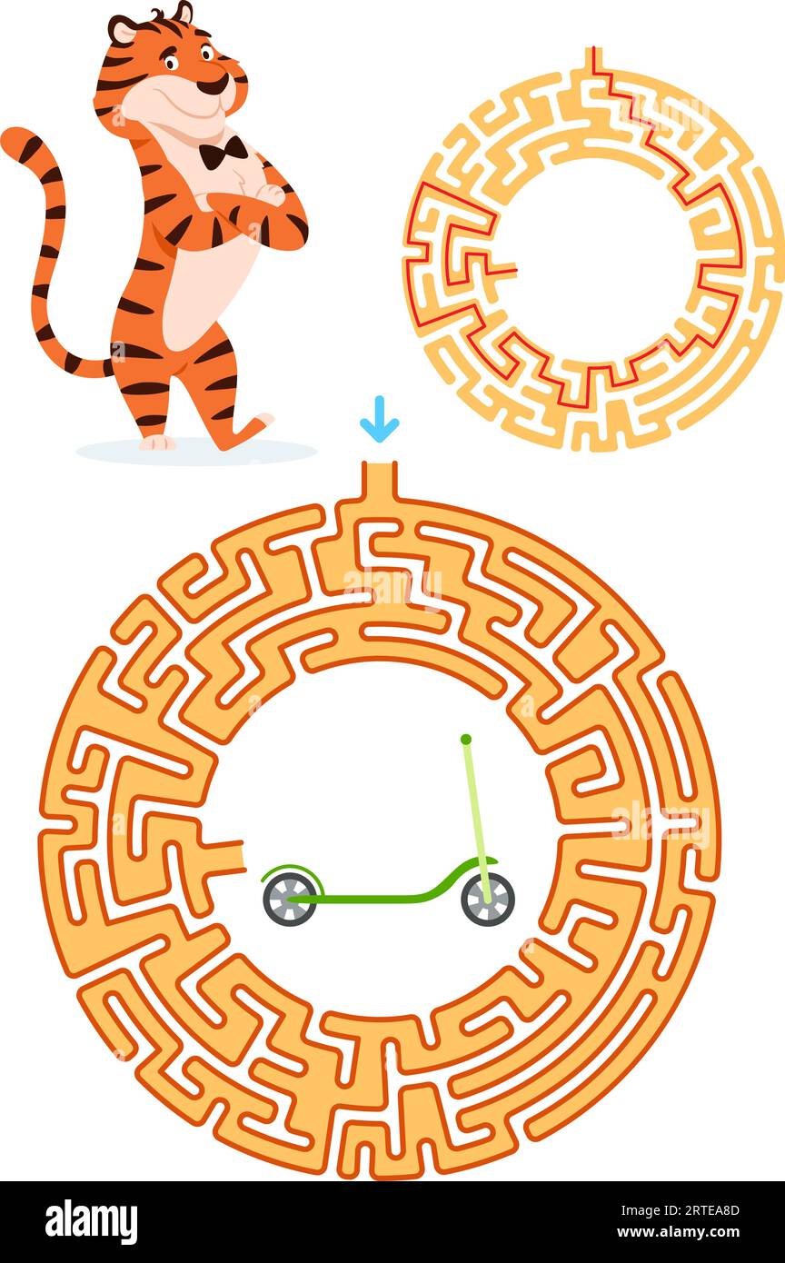 Maze game for kids with solution Stock Vector Image & Art - Alamy