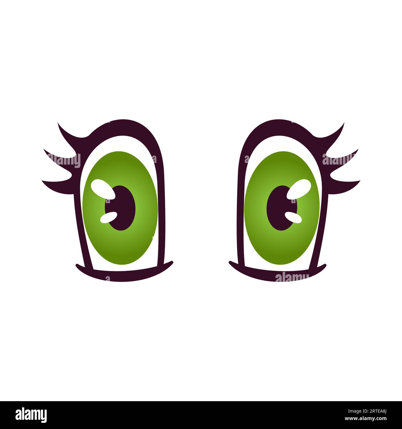 Cartoon green eyes, comic character sight vision human organs. Vector ...