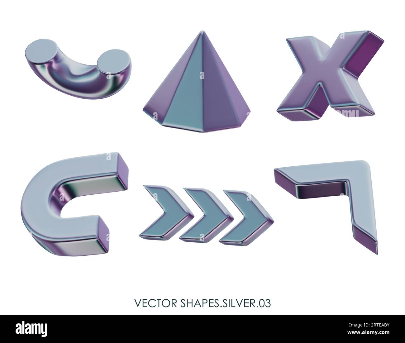 3D realistic render silver figures. Grey, platinum metallic design ...